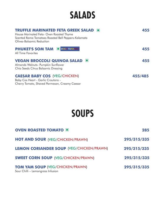 Menu of Tamasha, Connaught Place, New Delhi