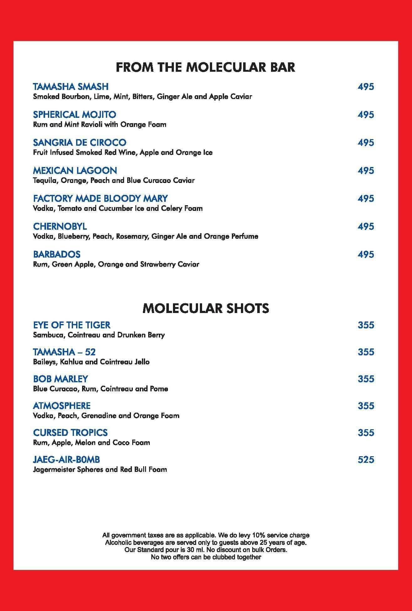 Tamasha Menu, Menu for Tamasha, Connaught Place, New Delhi - Zomato