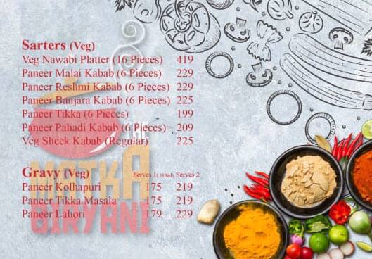 Menu of The Matka Biryani, Lower Parel, Mumbai