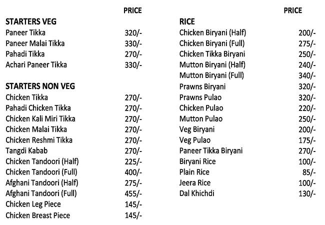 Menu of Cafe Heaven, Grant Road, Mumbai
