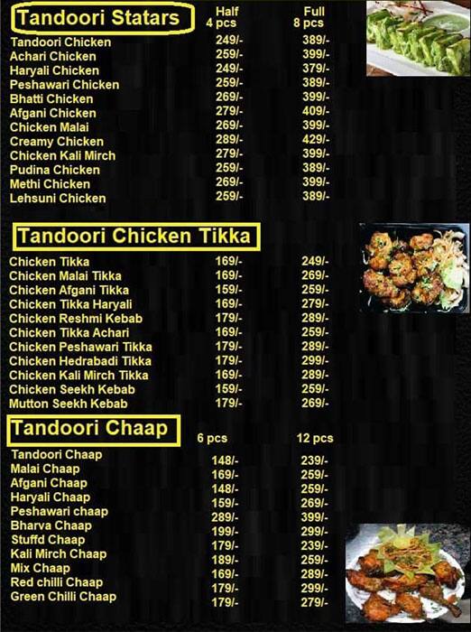 Menu of Tandoori King 135, Shahdara, Noida