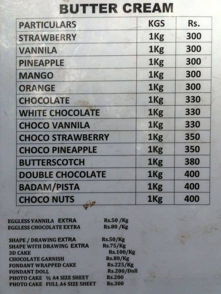 Menu at CITY CAKE SHOP, Coimbatore, 205