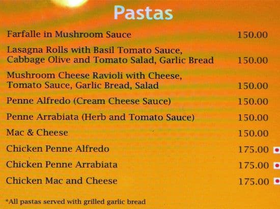 Menu at Tramp Tree Cafe, Lucknow