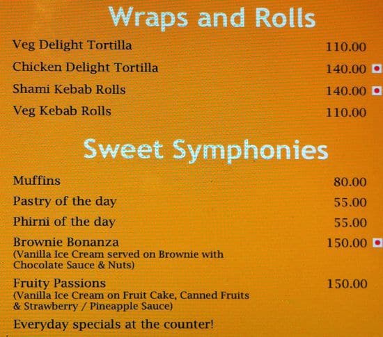 Menu at Tramp Tree Cafe, Lucknow