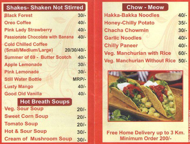 Menu at VIT Multi Cuisine Cafetaria, Jaipur