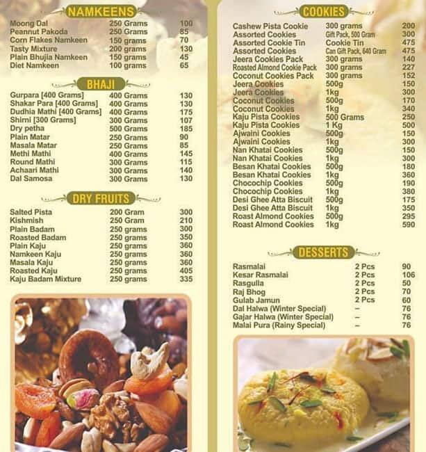 Menu of Sindhi Sweets Since 1976, Sector 8, Chandigarh