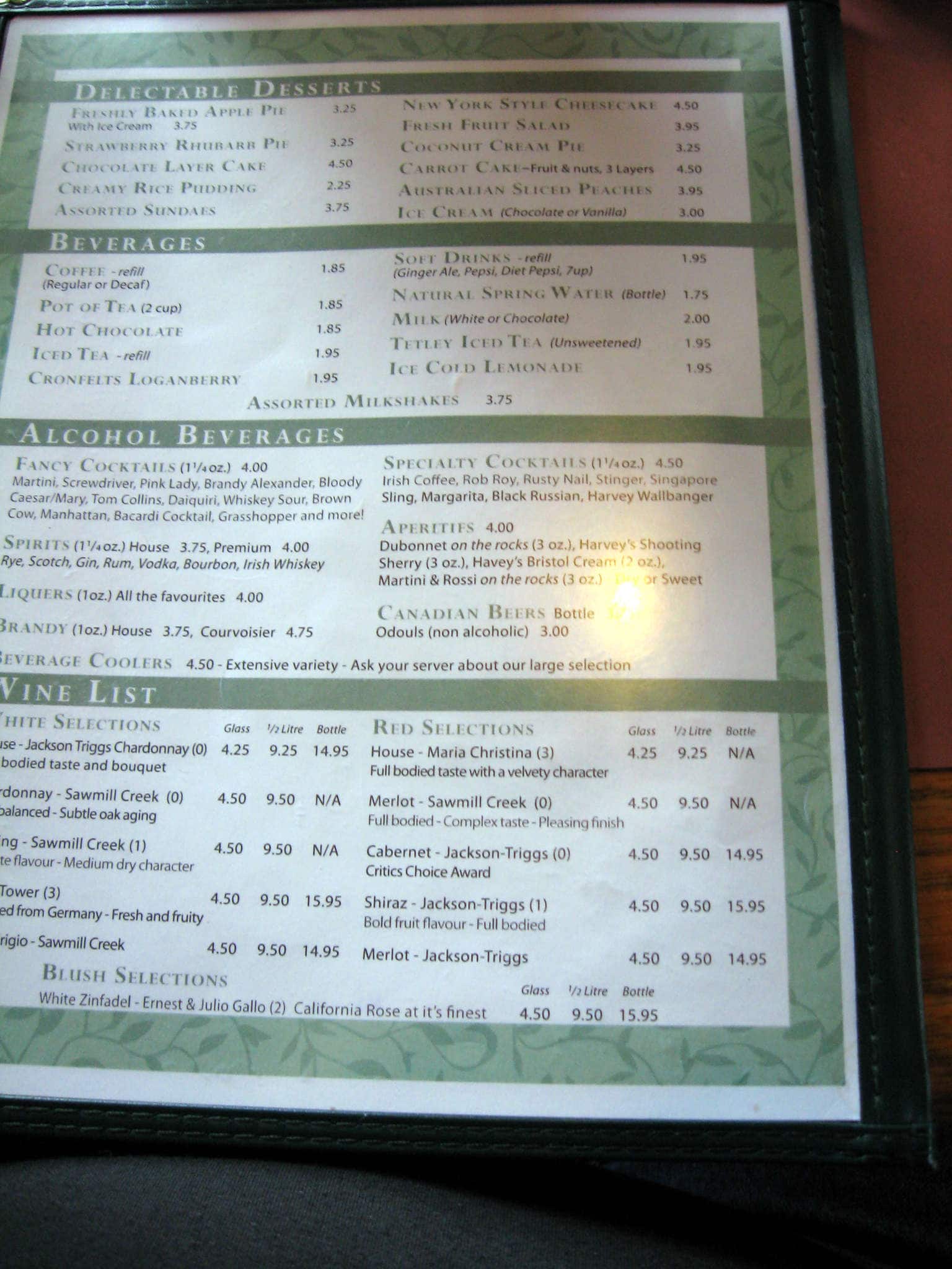 Menu at Green Acres Family Restaurant, Fort Erie