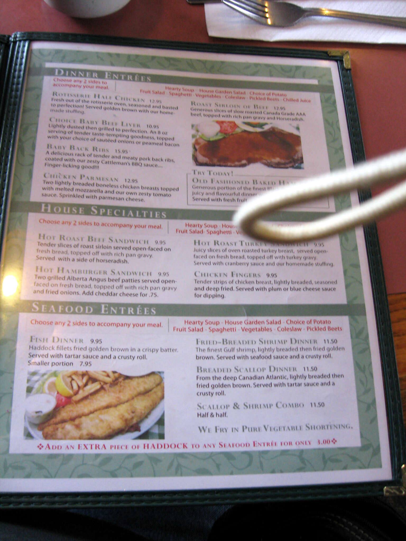 Menu at Green Acres Family Restaurant, Fort Erie