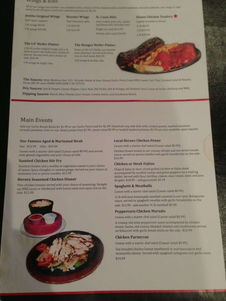 Menu at Local Heroes: Oklahoma Edition pub & bar, Ottawa, Robertson Rd ...