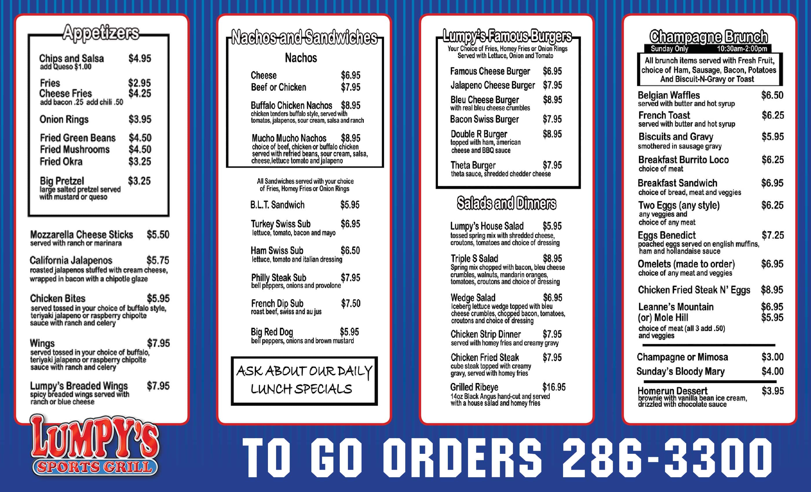 Menu at Lumpy's Sports Bar & Grill, Oklahoma City, Northwest Expy