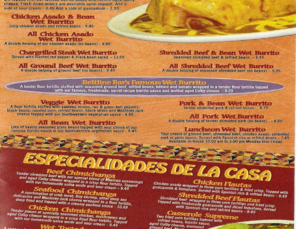 Menu at Beltline Bar, Grand Rapids