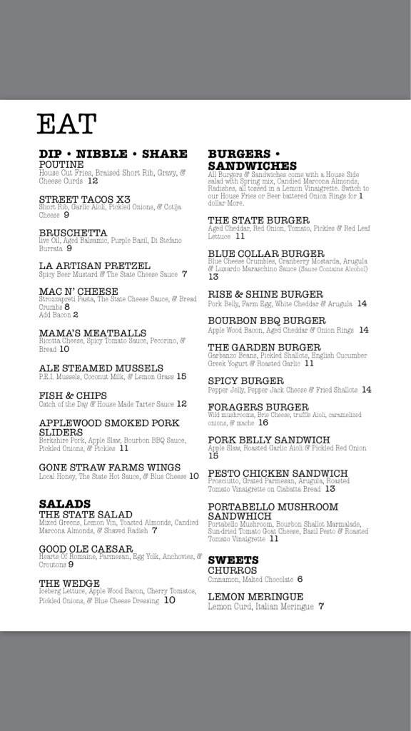 The State Menu, Menu for The State, Redlands, Inland Empire ...
