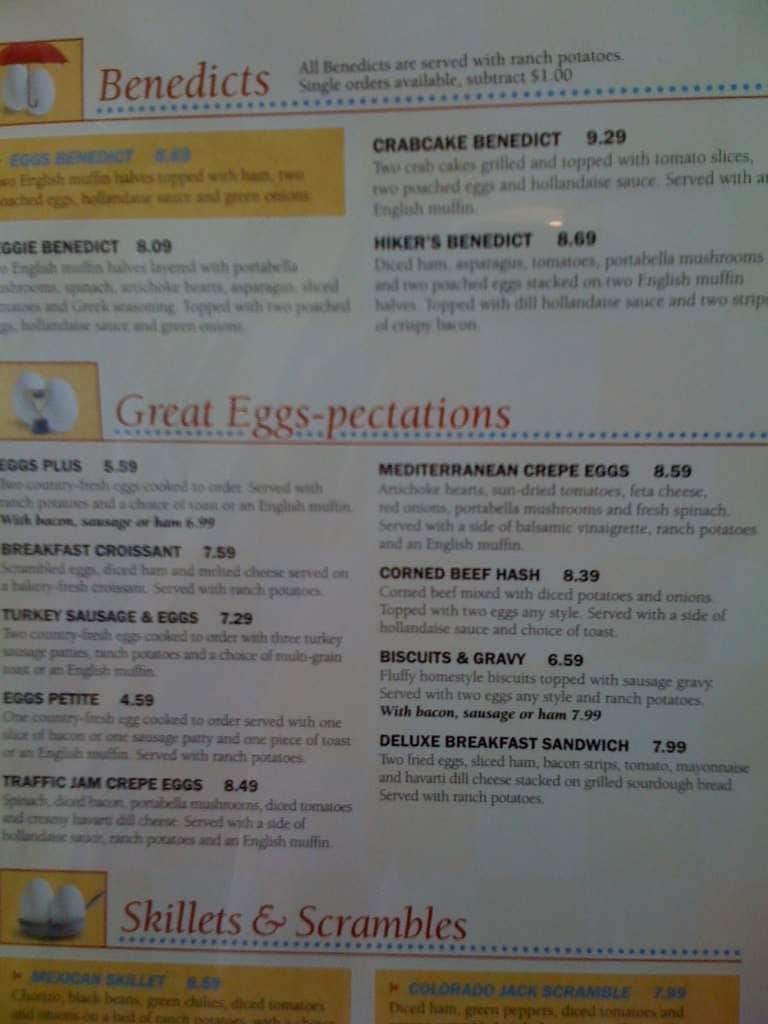 Menu at The Egg & I Restaurants, Tyler