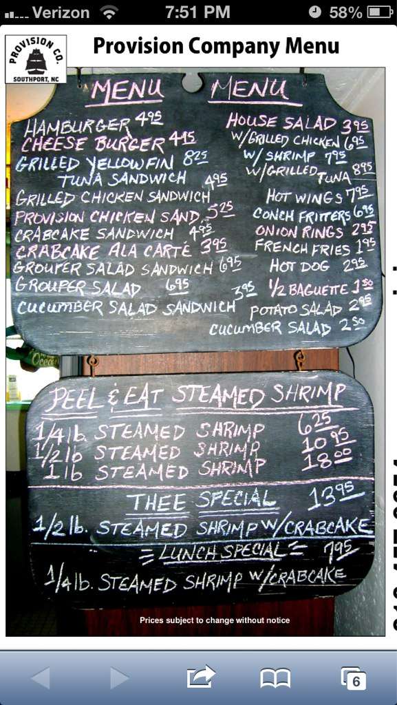 Provision Company Menu, Menu for Provision Company, Supply, Wilmington ...