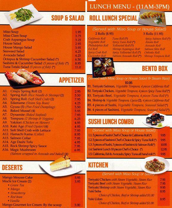 Sushi Mango Menu, Menu for Sushi Mango, Highlands Ranch, Denver ...