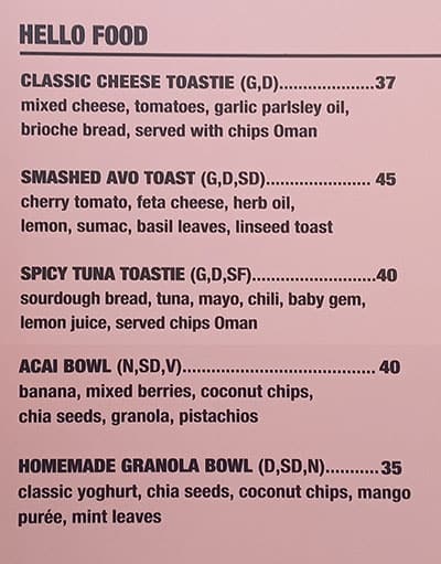 Menu of Boston Lane, Al Quoz, Dubai