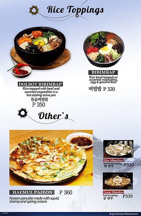 Menu at Kaya Korean Restaurant, Makati, G-4