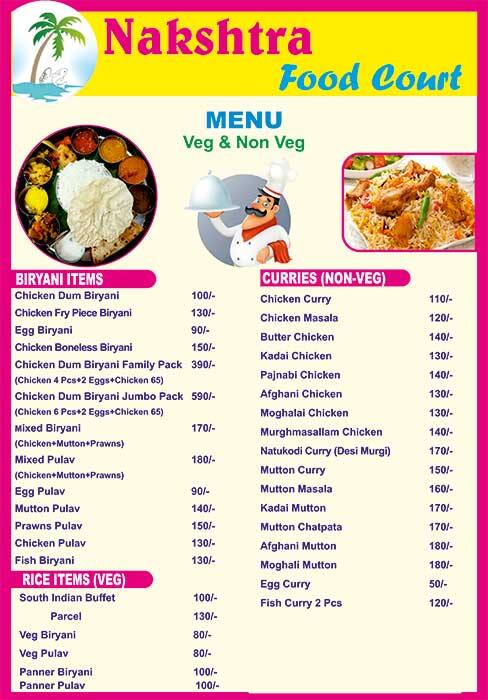 Menu at Godavari Ruchulu Gachibowli, Hyderabad