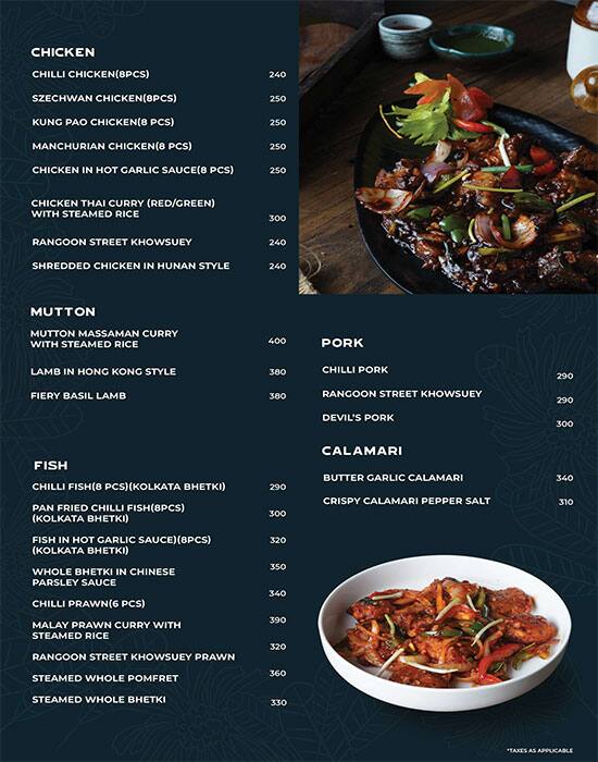 Menu at The euphoria Lounge, Kolkata