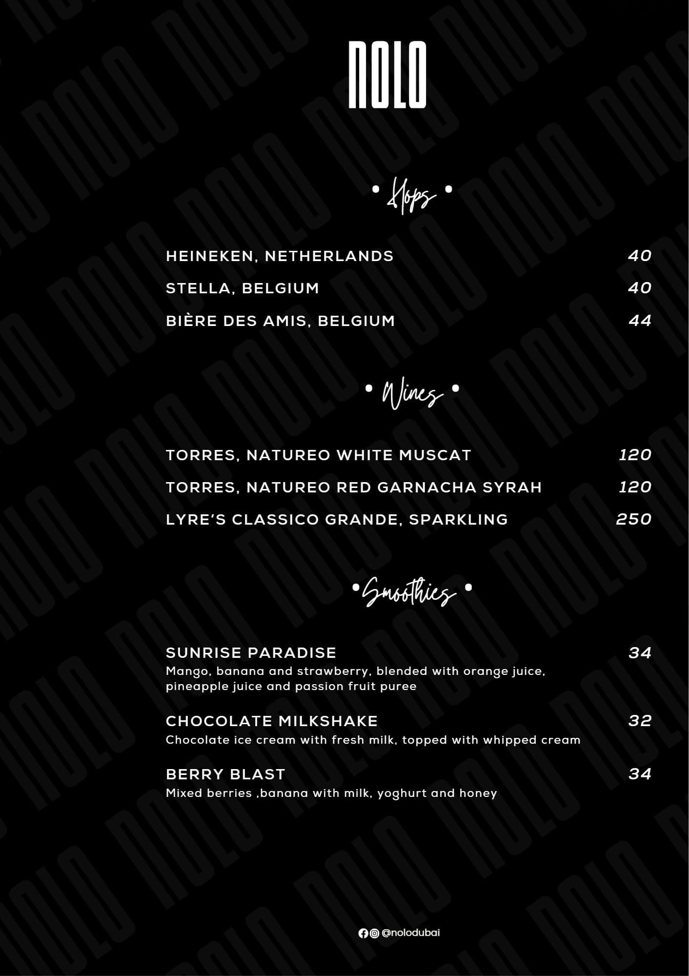 Menu of Nolo - Dusit Thani Dubai, Trade Centre Area, Dubai