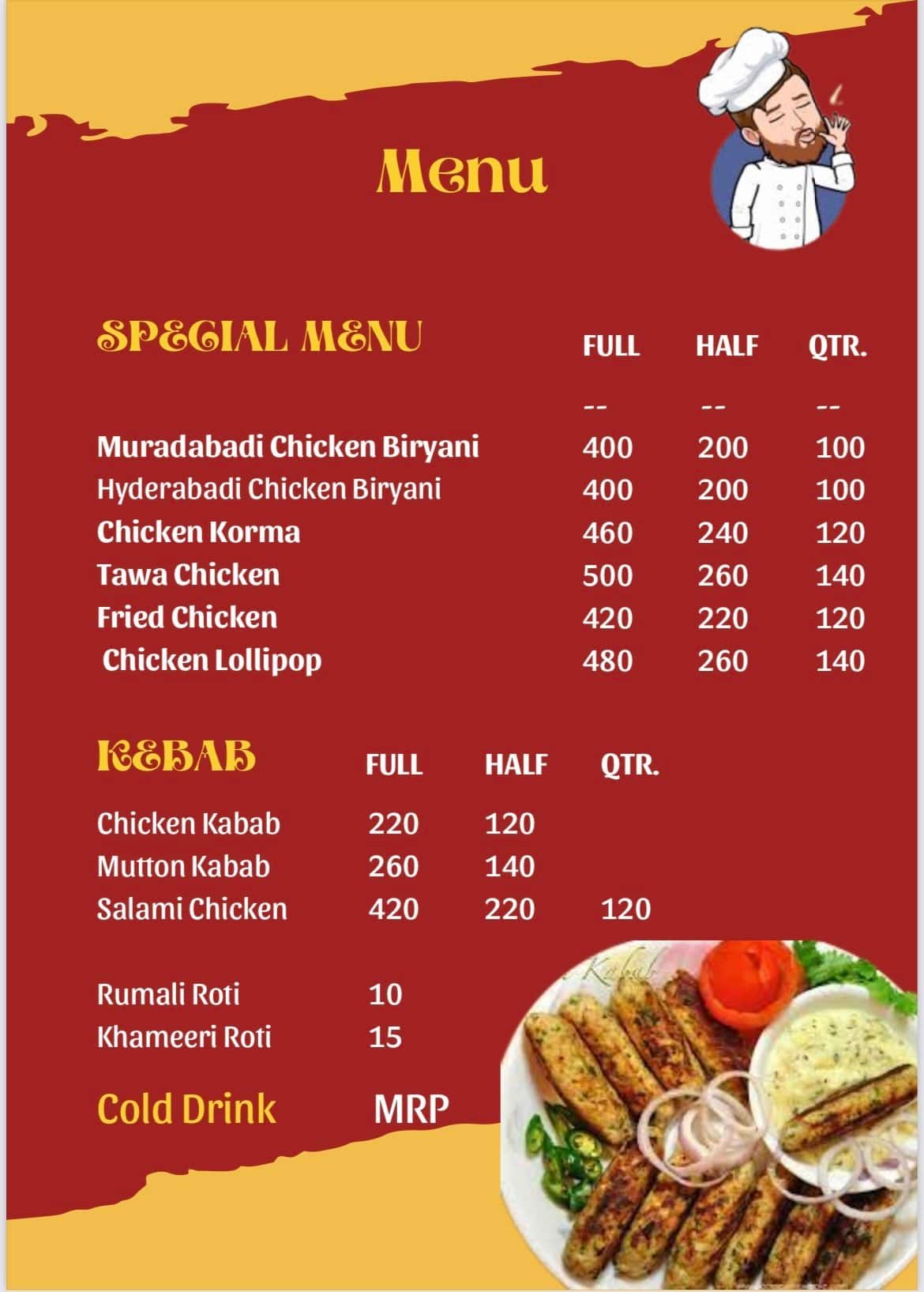 Menu of The Craving Chicken, Amrapali Dream Valley, Greater Noida