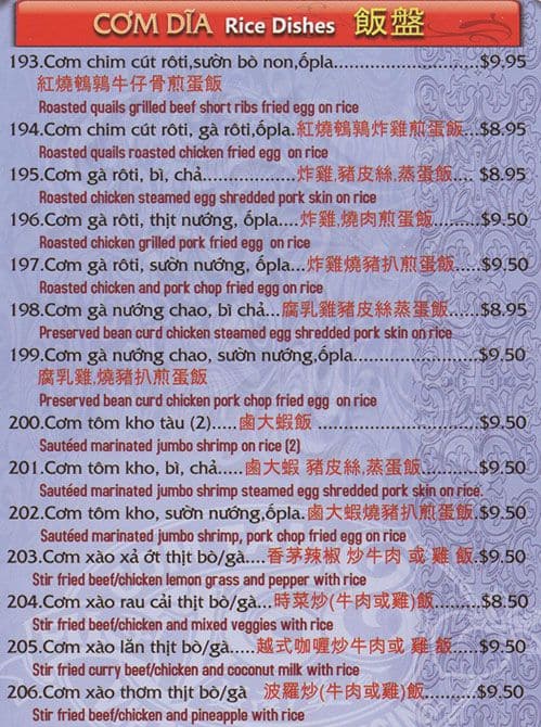 Menu at Pho Com Tam 168 Vietnamese Cuisines restaurant, Toronto ...