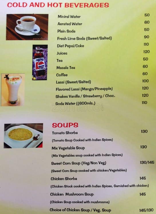 Menu at Pindi, Jaipur, Plot no 1