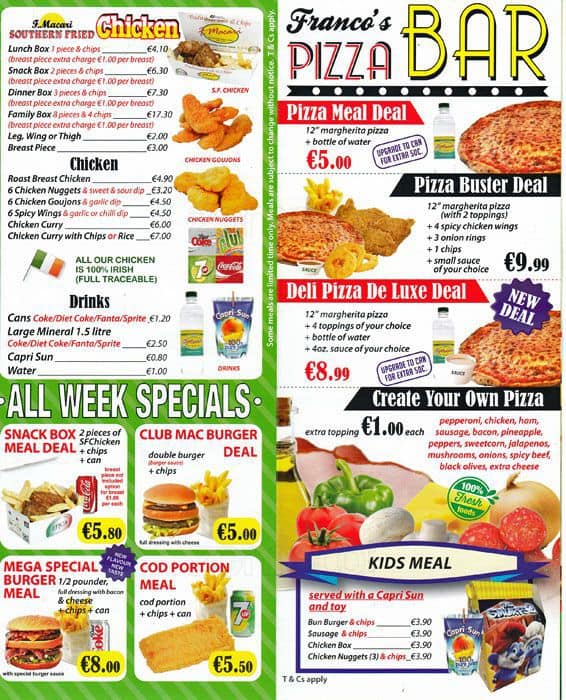 Menu at Deli Burger restaurant, Balbriggan