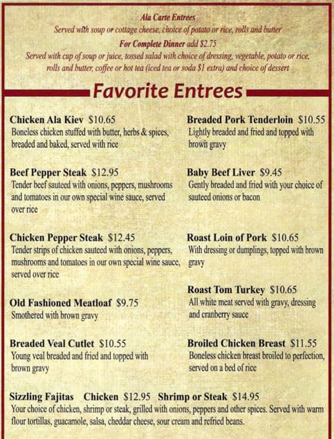 Menu at Pappas Restaurant & Lounge, Alsip