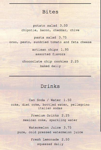 Menu at Mission Picnic restaurant, San Francisco, 983 Valencia St