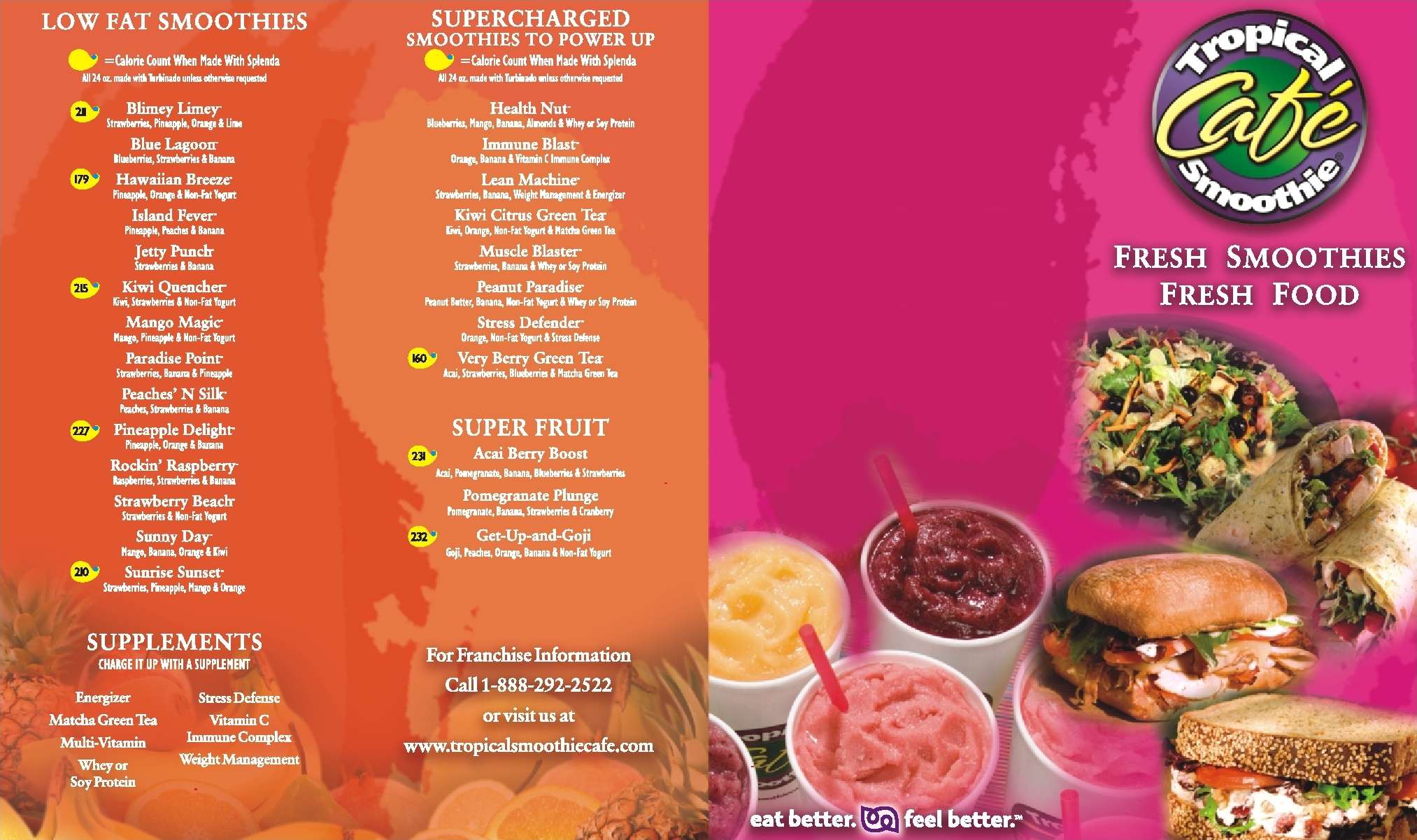 Menu At Tropical Smoothie Cafe Fort Lauderdale Cordova Rd
