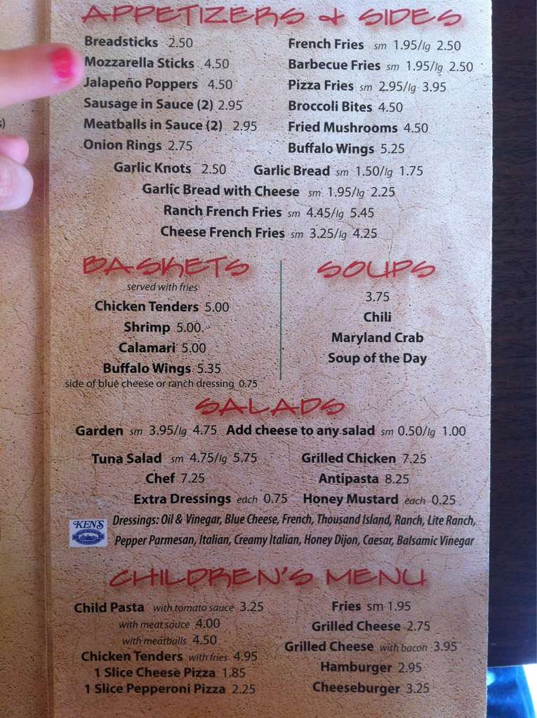 Menu at Rusticana Pizza pizzeria, Easton