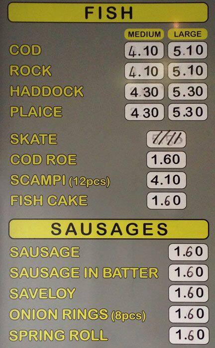 Menu at Caterham Club, London