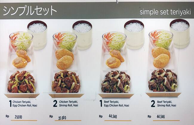 Menu at HokBen restaurant, Bandung, Stasiun Bandung