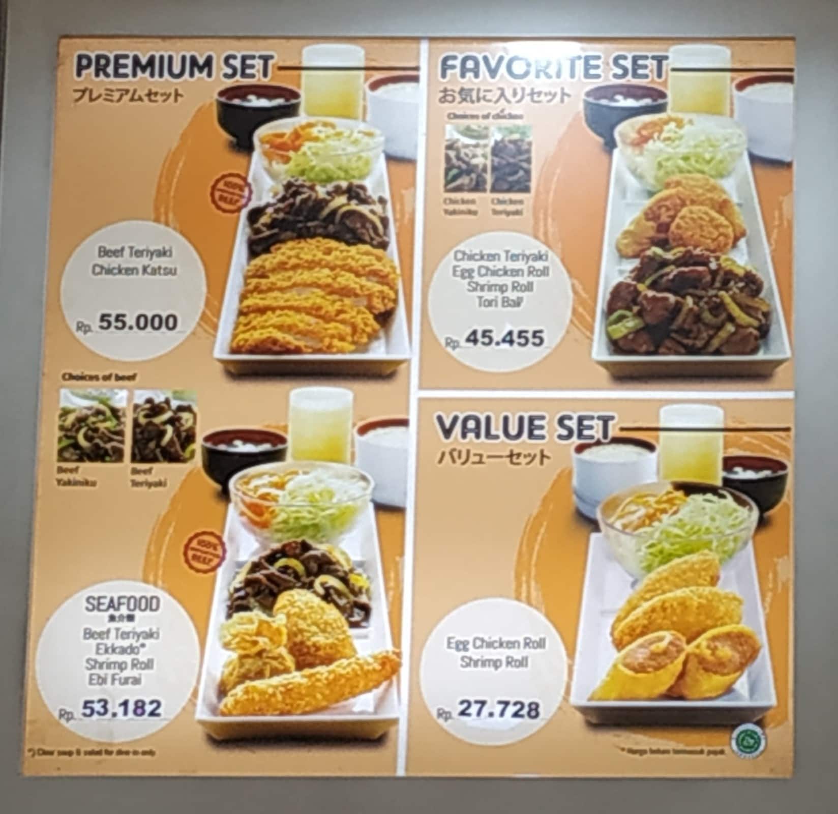 Menu at HokBen Lembang restaurant, Bandung, 5JP8+P9J