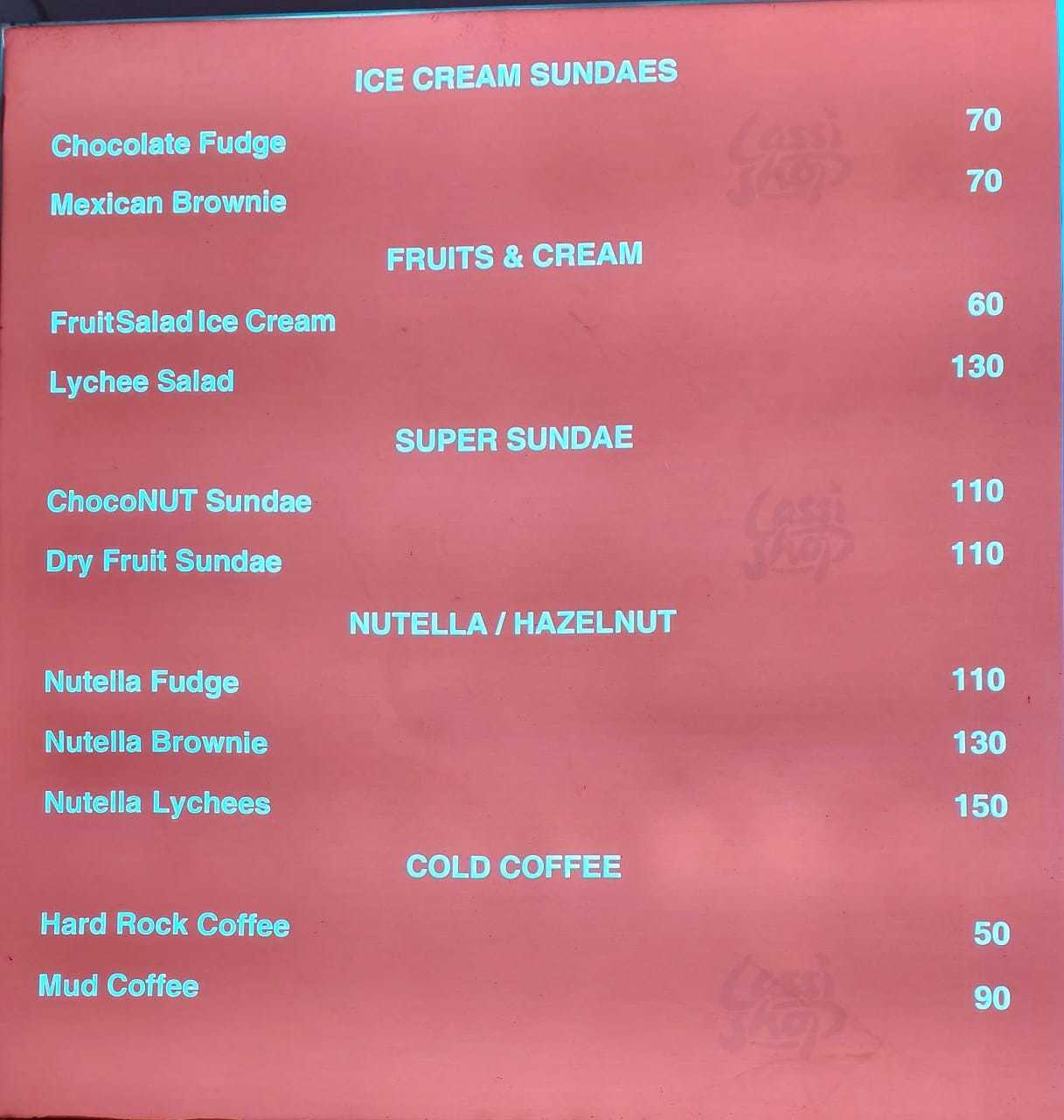 Menu of Lassi Shop, Balapur, Hyderabad