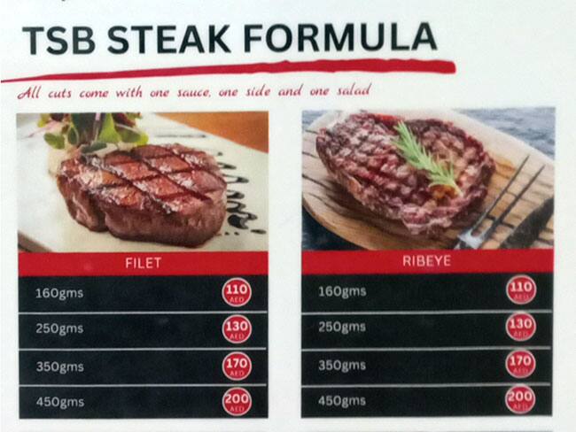 Menu of The Steak Bar, DIFC, Dubai