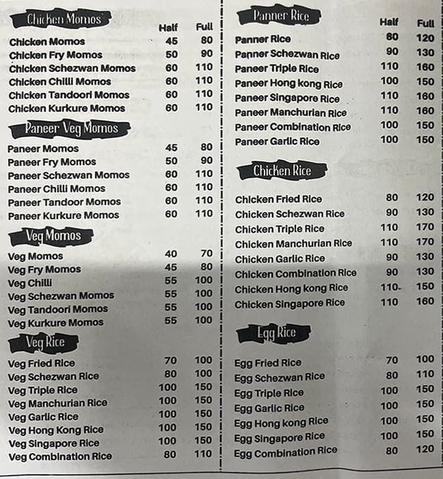Menu of New Bismillah Dum Biryani & Chienes, Nerul, Navi Mumbai