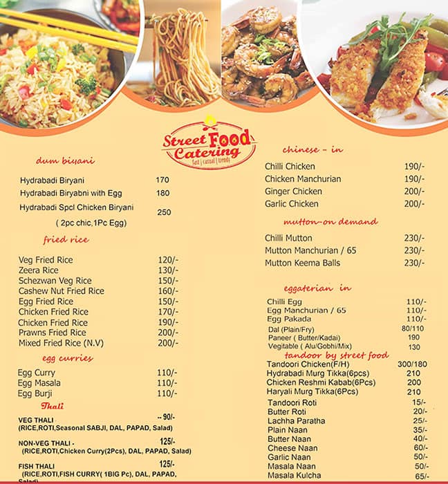 Menu of Street Food Catering, Sector 5, Salt Lake, Kolkata