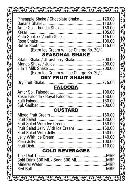 Menu at Amar Fast Food & Restaurant, Mumbai, Mulund Shangri-La CHS