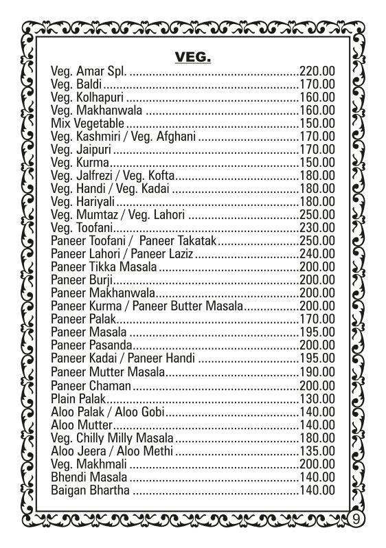 Menu at Amar Fast Food & Restaurant, Mumbai, Mulund Shangri-La CHS
