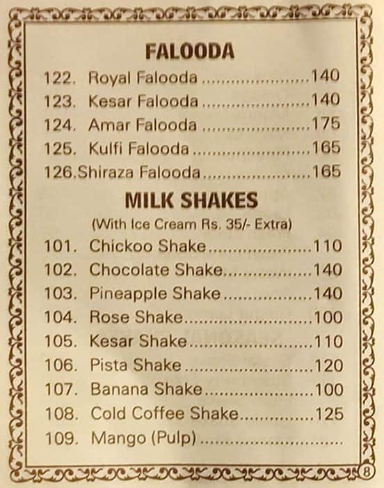 Menu at Amar Juice Centre, Mumbai, 3