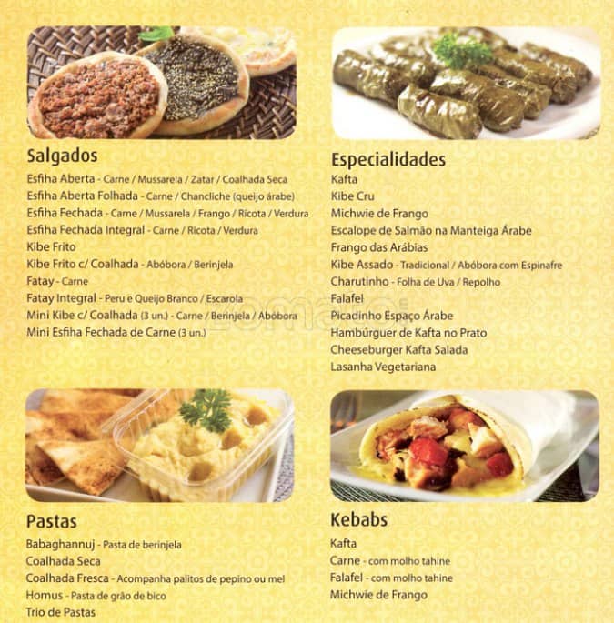 Espaço Árabe Menu - Zomato Brasil