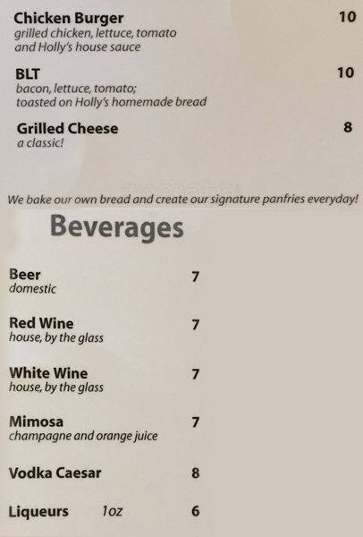 Menu at Holly's Poultry in Motion restaurant, White Rock