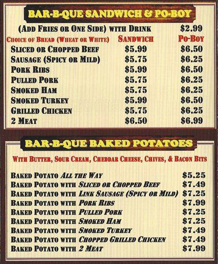 Menu at Charlie's BBQ & Salads, Houston