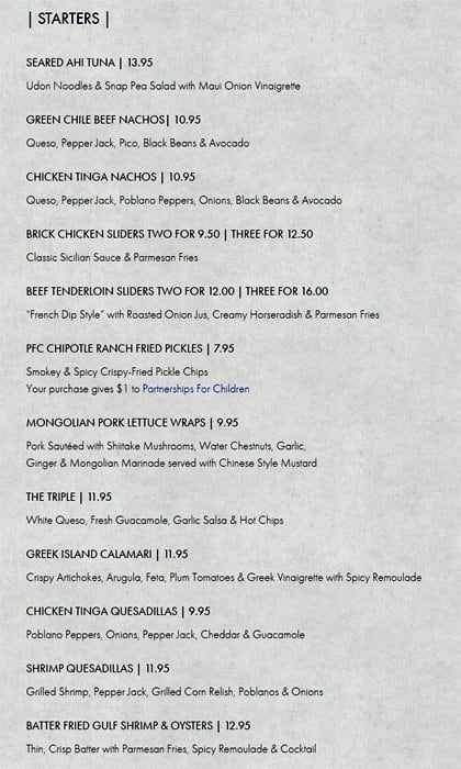 Menu at COVER 3 Downtown ATX pub & bar, Austin, W 6th St #210R