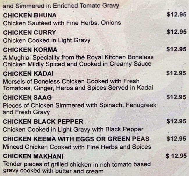 Menu at Chaska restaurant, Jersey City