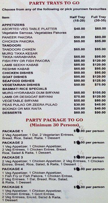 Menu at Chaska restaurant, Jersey City