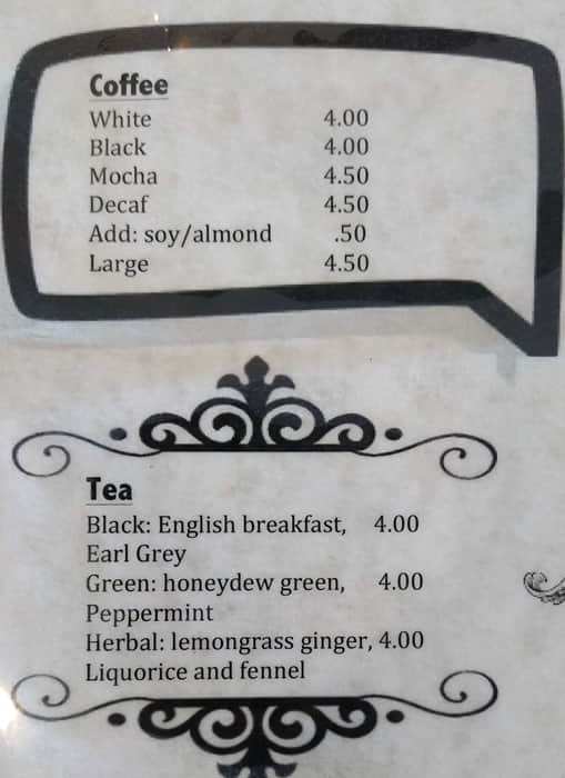 Menu at Chain of Fools restaurant, Mentone