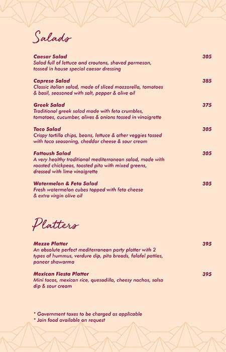 Menu at POCA - The Global Dining, Vadodara